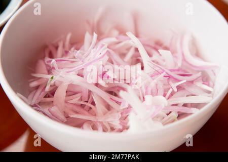 Preparing a delicious Peruvian sea bass ceviche in the fishing port of ...