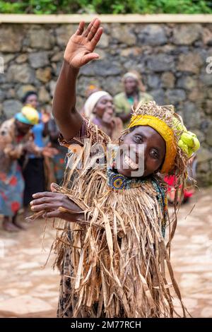 Echuya Batwa people, often known as pygmies, dancing in south western ...
