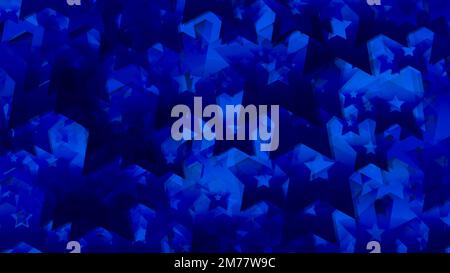 3D rendering of an array of star shapes. Stars of different sizes in ...