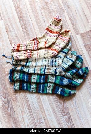 multicolor hand knitted different sizes and different colors warm ...