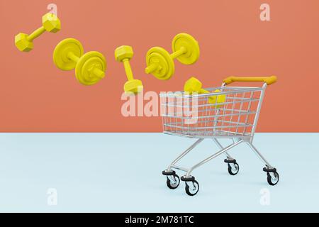 Fitness Shopping, Subscription or Equipment Sales Concept. 3D ...