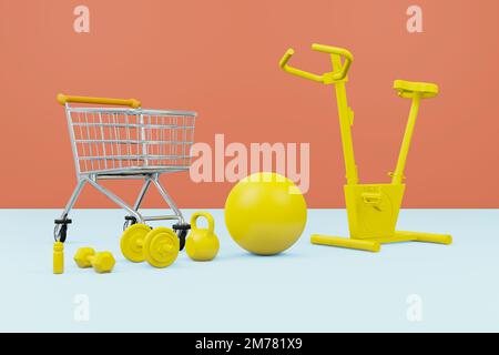 Fitness Shopping, Subscription or Equipment Sales Concept. 3D ...