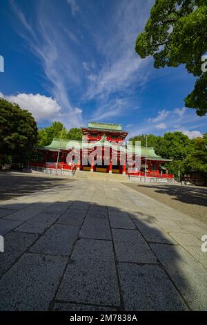 Main temple at Tomioka Shrine super wide shot Stock Photo - Alamy