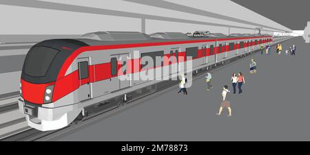 Isolated blueprint of blue modern train. Side, top and front views ...
