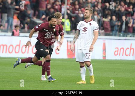 Tonny Vilhena of US Salernitana rejoices after scoring a goal of 1-1 ...
