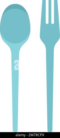 Biodegradable plastic food tools icon flat vector. Water ecology. Eco ...