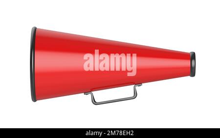 Side view of red vintage megaphone, isolated on white background Stock ...