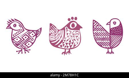 Easter chicken illustraion set. Low brow vector animal doodle Stock ...