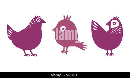 Easter chicken illustraion set. Low brow vector animal doodle Stock ...