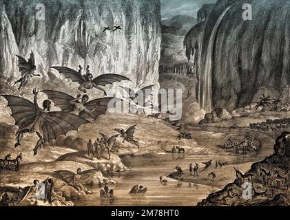 The Great Moon Hoax, Lunar Creatures and Landscape Stock Photo - Alamy