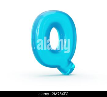 A 3D illustration of a Blue jelly J letter isolated on white background ...
