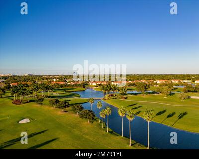 Plantation, FL, USA - January 6, 2022: Aerial photo of the Lago Mar ...