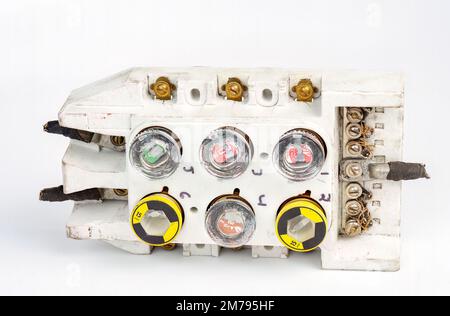 Glass antique fuses inserted into a ceramic block Stock Photo - Alamy