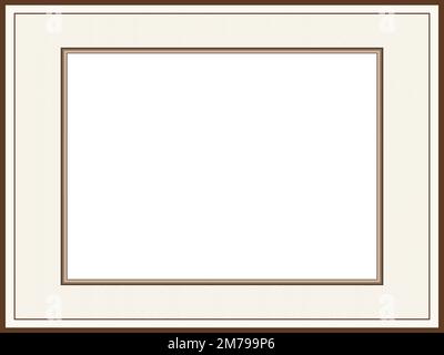 Vintage frame design with passe-partout. Light brown classic border ...