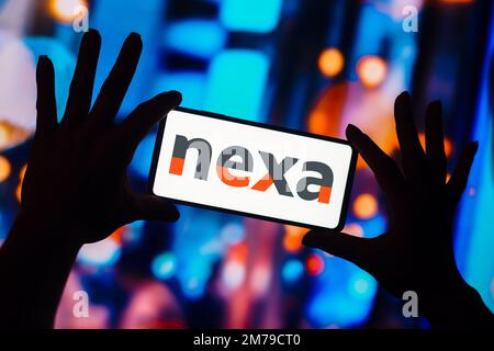 In this photo illustration, the Nexa Resources logo is displayed on a ...