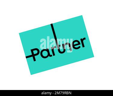 Partner Communications Company, rotated logo, black background Stock ...