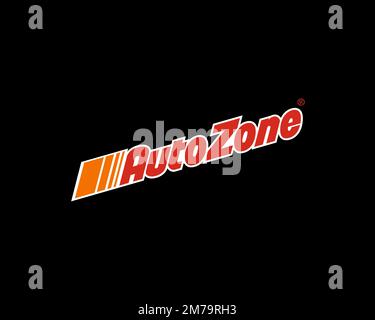 AutoZone, rotated logo, black background B Stock Photo - Alamy