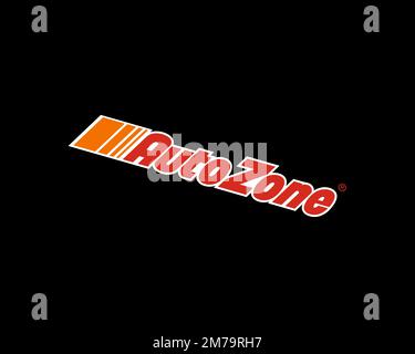 AutoZone, rotated logo, black background Stock Photo - Alamy