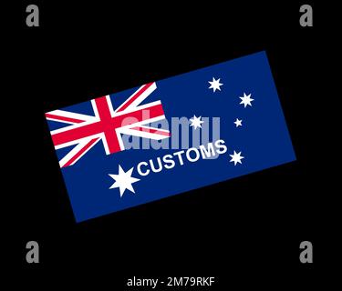 Australian Customs Service, rotated logo, black background B Stock ...