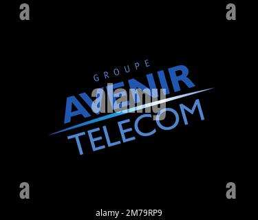 Avenir Telecom, Logo, Black background Stock Photo - Alamy