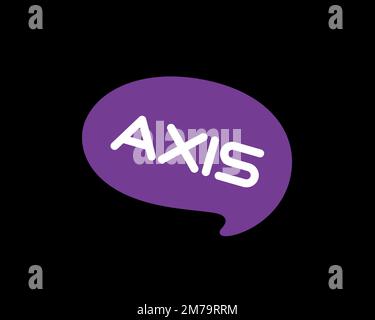 Axis Telecom, rotated logo, black background Stock Photo - Alamy