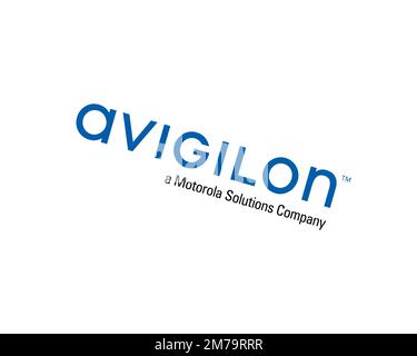 Avigilon, rotated logo, white background Stock Photo - Alamy