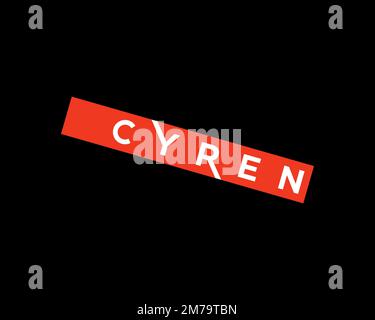 CYREN, rotated logo, black background Stock Photo - Alamy