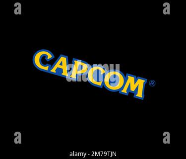 Capcom, rotated logo, black background Stock Photo - Alamy
