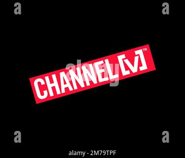 Channel V Australia, rotated logo, black background B Stock Photo - Alamy