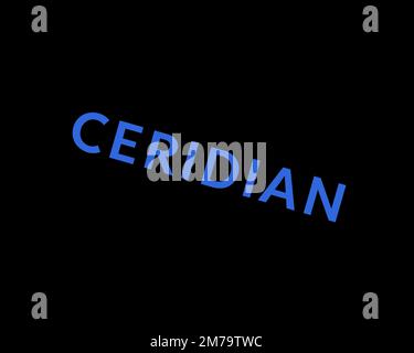 Ceridian, rotated logo, black background Stock Photo - Alamy