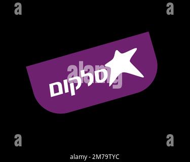 Cellcom Israel, rotated logo, black background B Stock Photo - Alamy