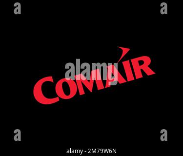 Comair, rotated logo, black background B Stock Photo - Alamy