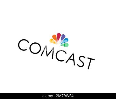 Comcast, rotated logo, white background Stock Photo - Alamy