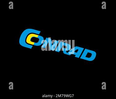 Conrad Electronic, rotated logo, black background Stock Photo - Alamy