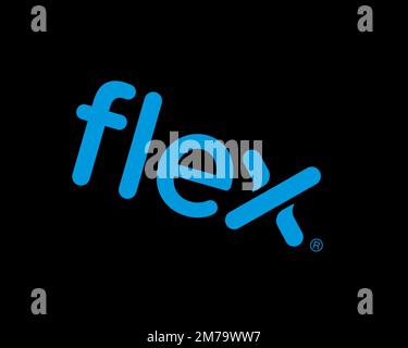 Flex company, rotated logo, black background Stock Photo - Alamy