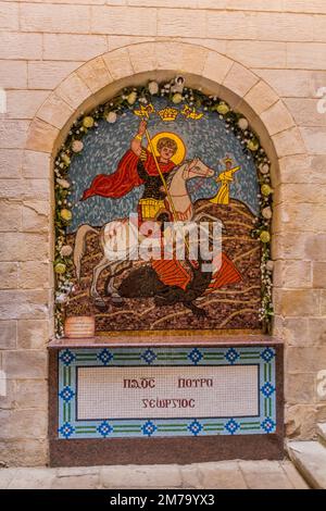 Religious mosaic at the Coptic orthodox monastery Syrian Deir al ...
