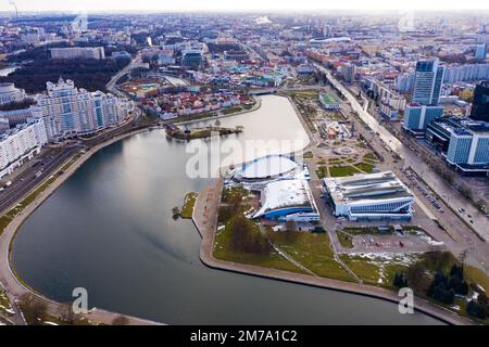 Central areas of Minsk on Svislach river Stock Photo - Alamy