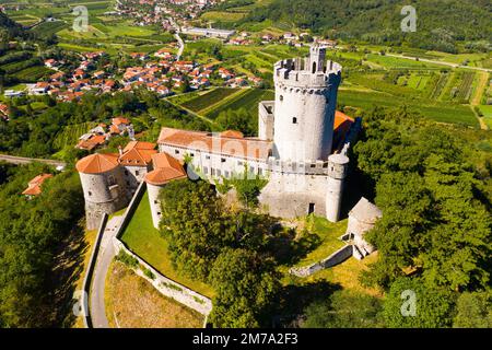 View of medieval castle Branik (Rihemberk) in Nova Gorica. Slovenia ...