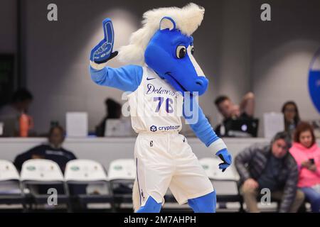Wilmington, DE, USA. 8th Jan, 2023. Greensboro Swarm guard THEO MALEDON ...
