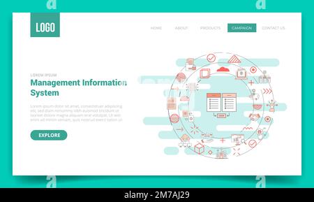 mis management information system concept with icon set with big word ...