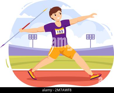 Javelin Throwing Athlete Illustration using a Long Lance Shaped Tool to ...