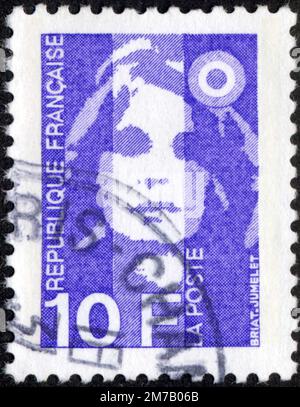 TIMBRE OBLITÉRÉ MARIANNE VIOLET. LA POSTE. RÉPUBLIQUE FRANÇAISE. 10 F ...