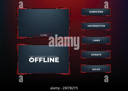 Futuristic gaming screen panel design with blood red color borders ...