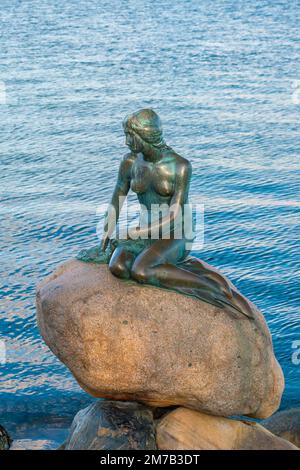 COPENHAGEN, DENMARK - MAY 14, 2018 : View of the Little mermaid(107 year old statue) a bronze ...