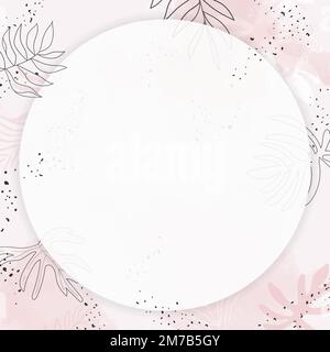 Pink leafy round watercolor frame vector Stock Vector Image & Art - Alamy