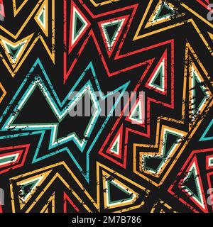 african geometric seamless pattern with grunge effect Stock Vector ...
