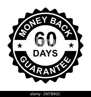 Money back guarantee 60 days rubber stamp red. Sixty days money back ...