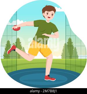 Discus Throw Playing Athletics Illustration with Throwing a Wooden ...