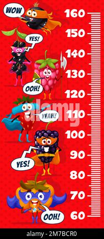 Kids height chart, superhero cartoon animal characters growth meter ...