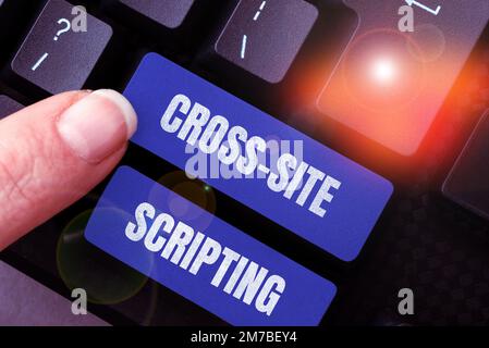 Sign displaying Cross Site Scripting. Business overview type of ...